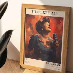 Ella Fitzgerald Poster Musical Print Jazz Poster Jazz Portrait Musical ...