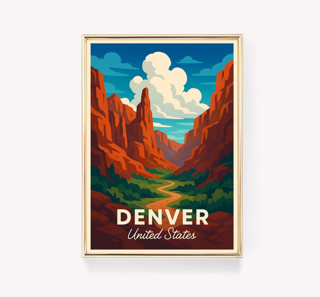 Denver Travel Poster, United States Wall Art, Vintage Denver Print ...