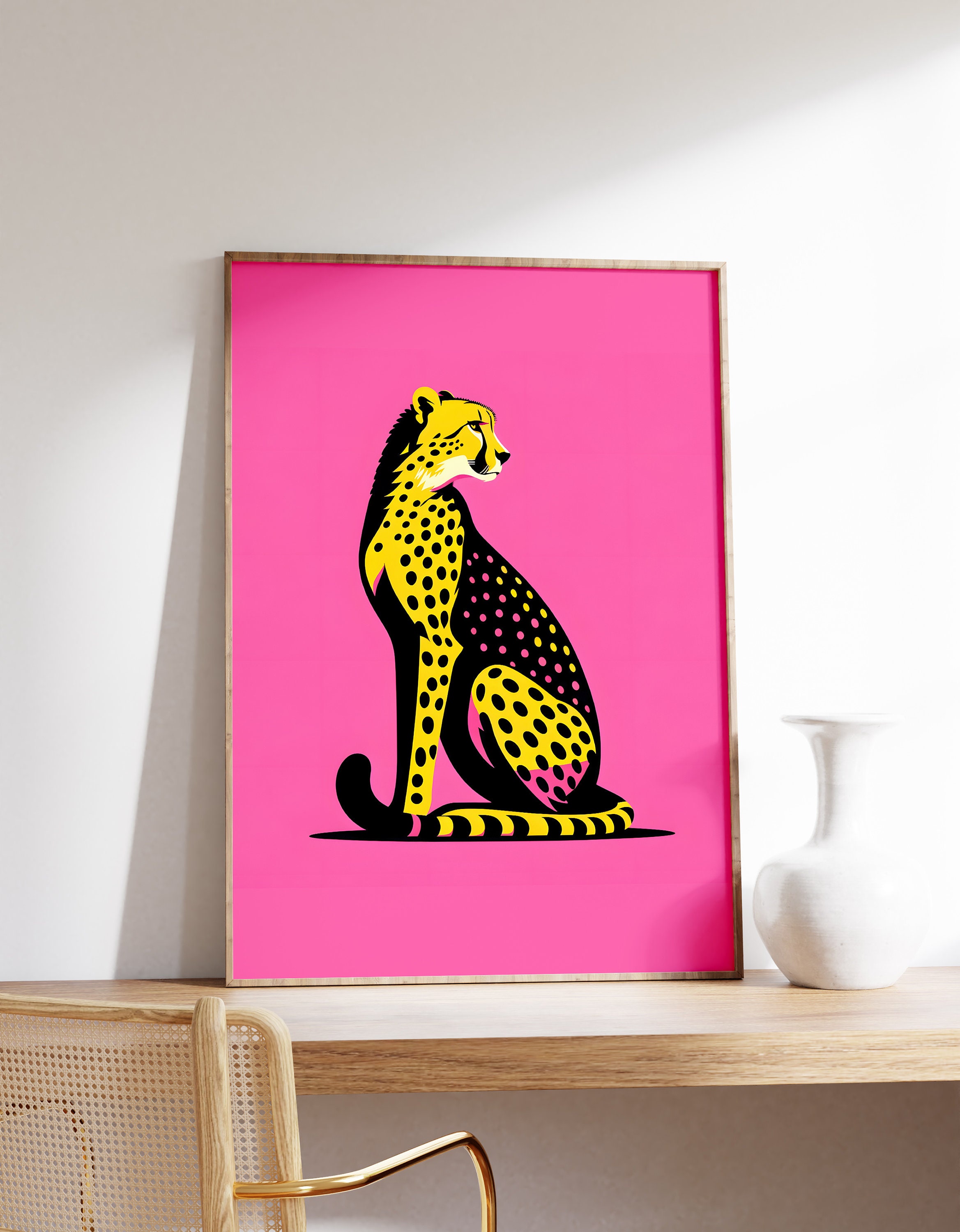 Cheetah Print, Animal Artwork, Pink Blush Wall Art, Boho Wall Art ...