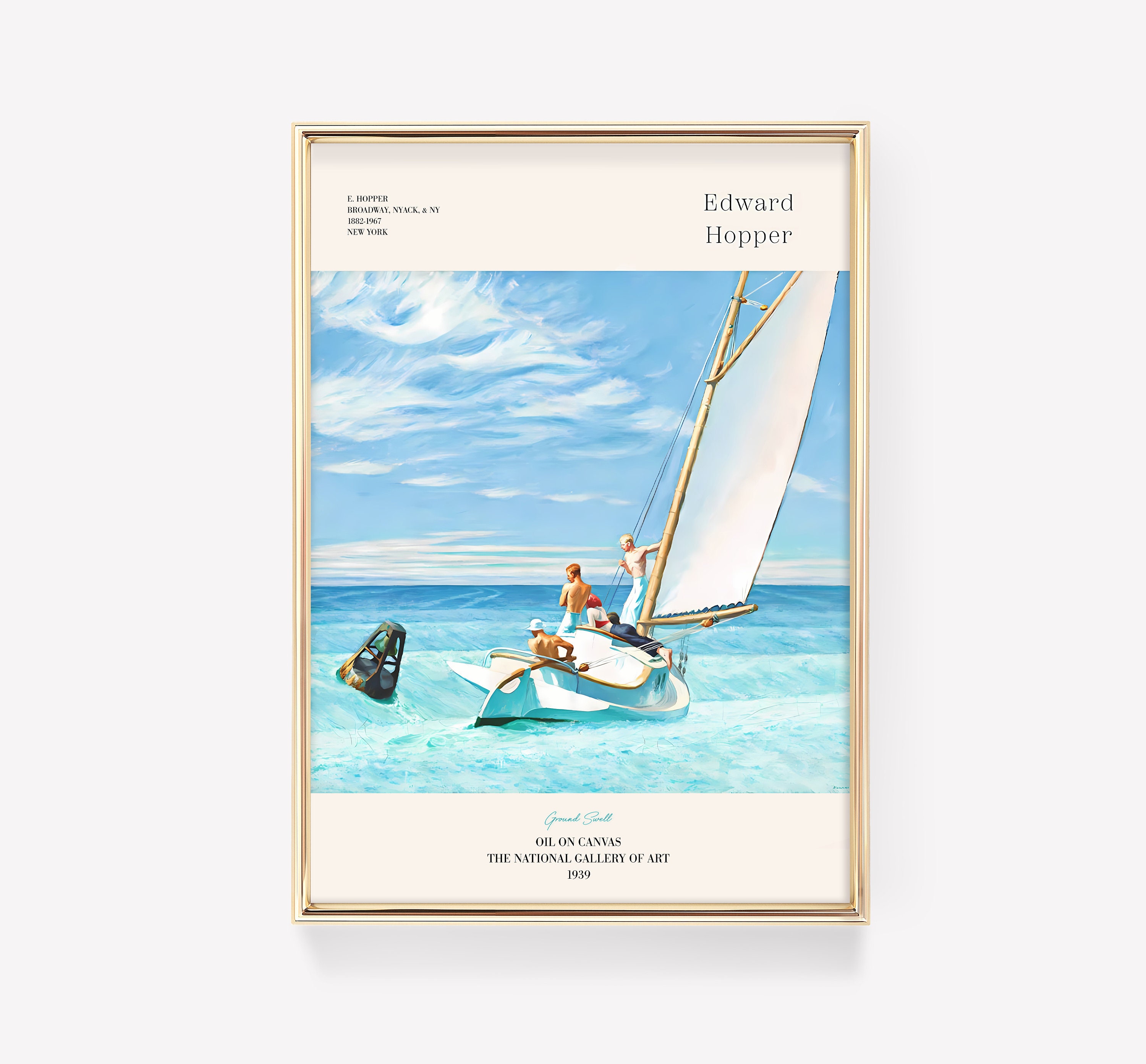 Edward Hopper - Ground Swell | Ocean Poster | Sea Lover Gift Painting ...
