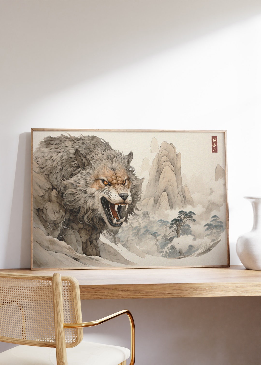 Japanese Wolf Art Print | Vintage Animal Wall Art | Antique Japanese ...