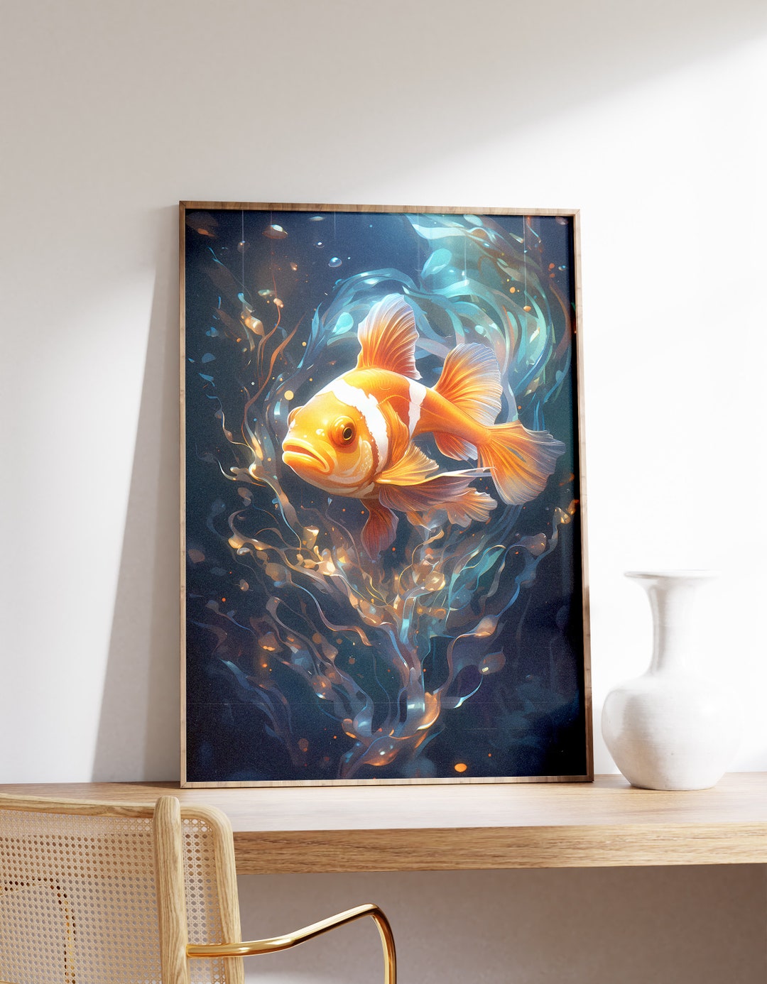 Clownfish Print | Sea Life Print | Vintage Beach Decor | Nautical Wall ...
