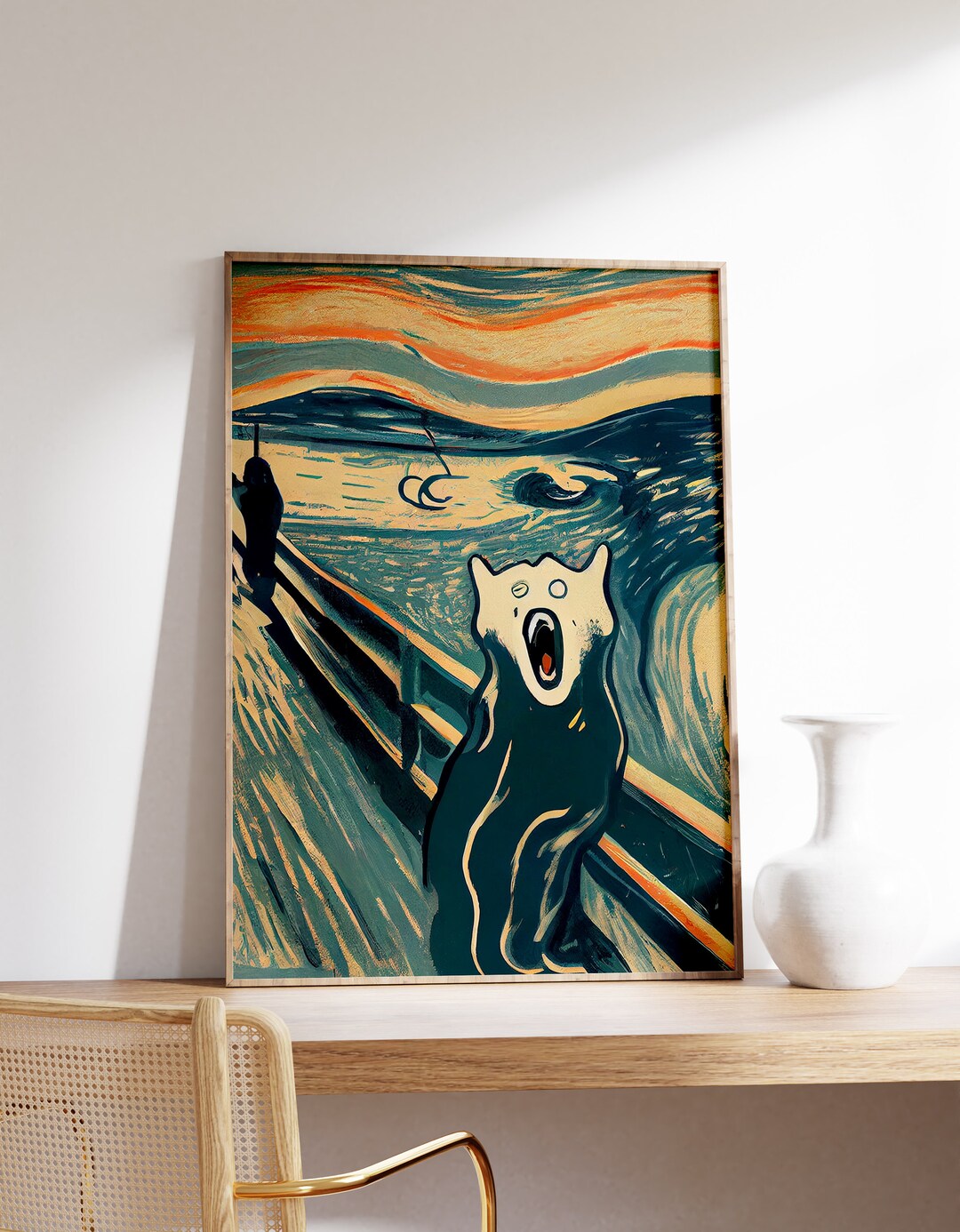The Scream Cat Print | Cat Portrait Poster | Edvard Munch Oil Painting ...