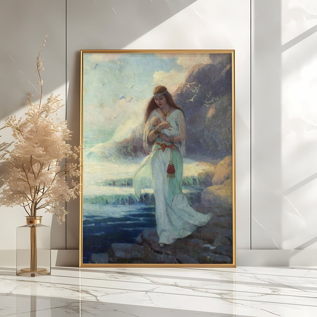 A Viking Mother, 1929 by Frank Stick | Vintage Painting Print | Mother ...