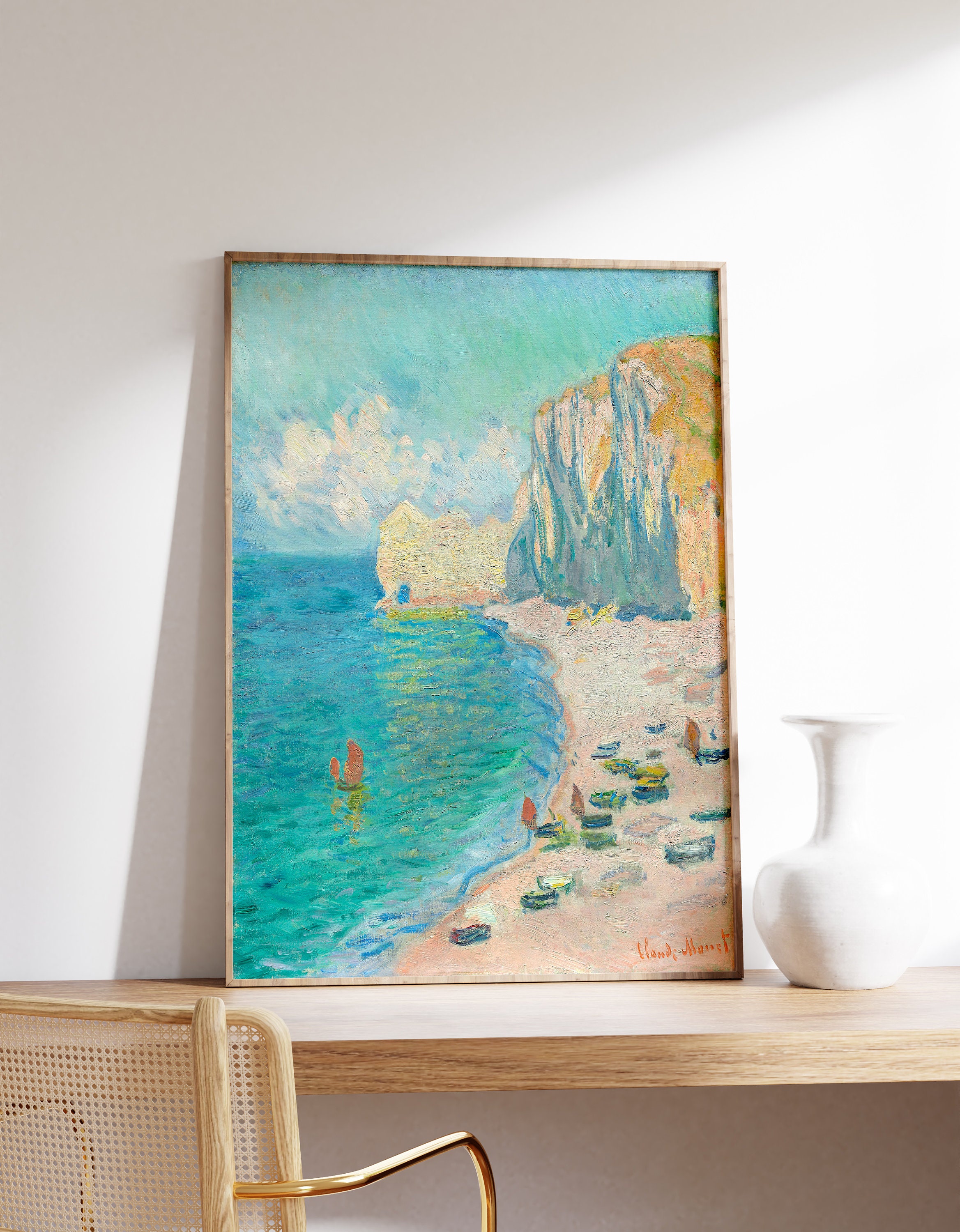 Claude Monet Poster | the Beach and the Falaise | Beach Scenery ...
