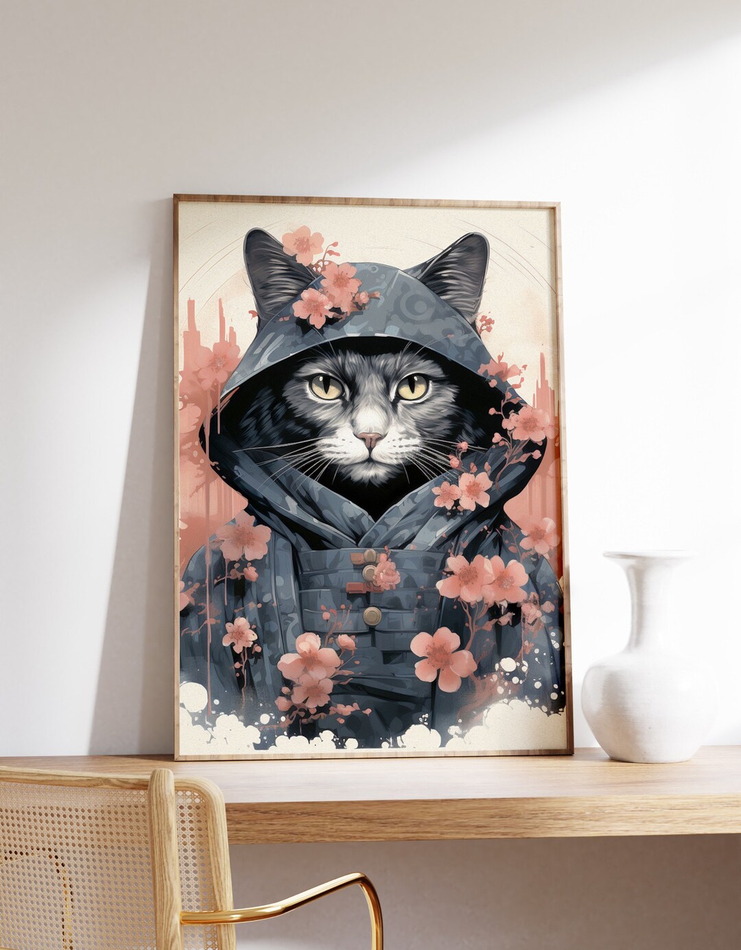 Japanese Geisha Cat Poster | Animal Poster | Geisha Cat Art Print ...