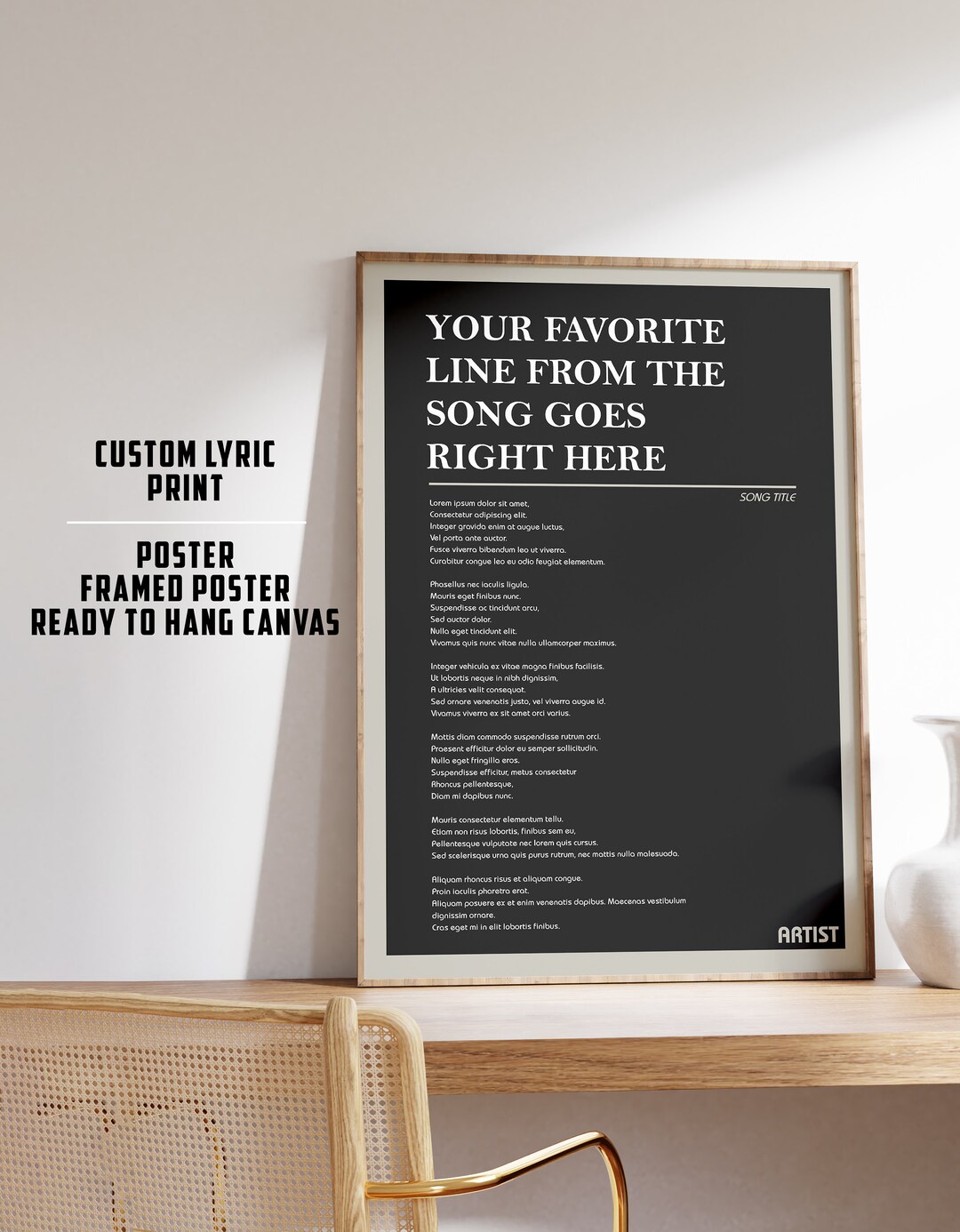 Lyric Poster Lyric Wall Art Custom Song Print Custom Music Poster ...