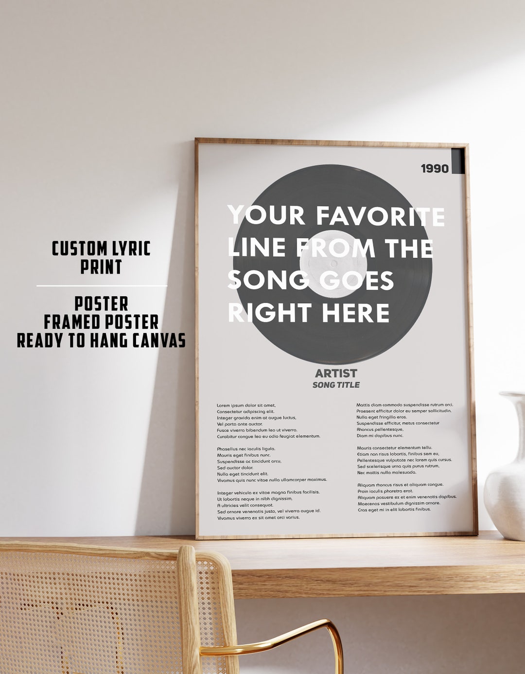 Vinyl Lyric Poster Lyric Wall Art Song Print Custom Song - Etsy