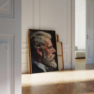 Male Profile Portrait Oil Painting | Antique Male Side Art | Elegant ...