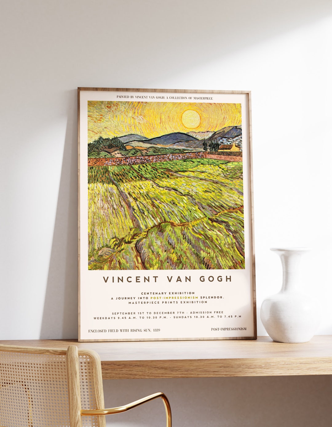 Van Gogh Poster | Enclosed Field With Rising Sun | Exhibition Poster ...
