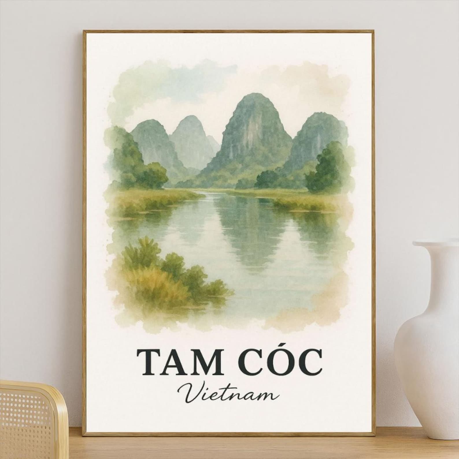 Tam Cốc Travel Poster, Vietnam Wall Art, Vintage Print, Travel Decor ...
