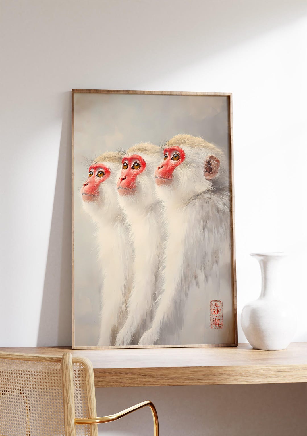 Japanese Monkey Poster | Animal Poster | Monkey Art Print | Animal Wall ...