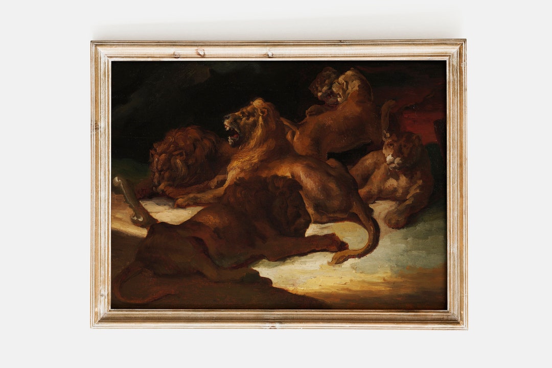 Théodore Gericault Lions in a Mountainous Landscape 1820 Vintage Lion ...