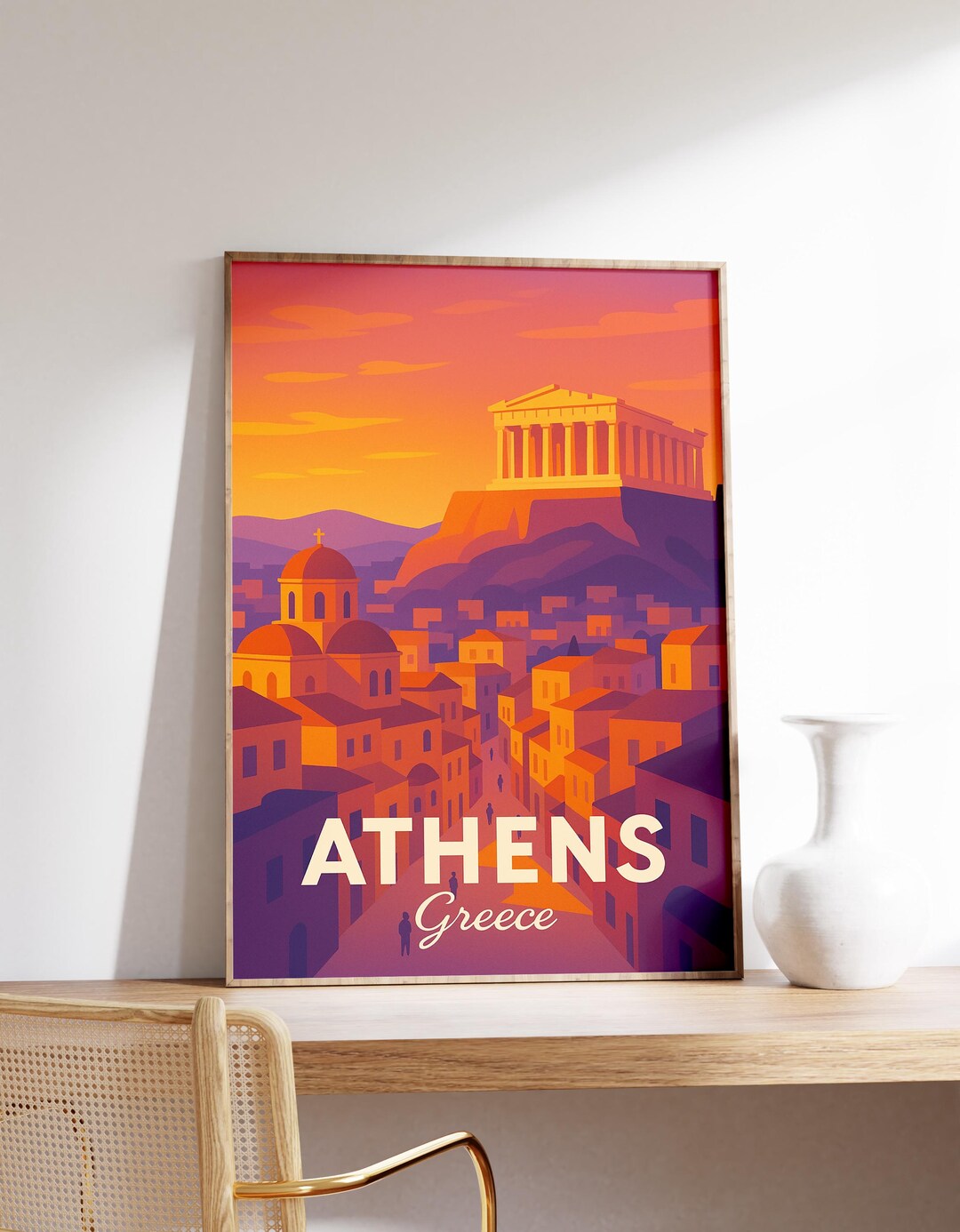 Athens Greece Poster, Parthenon Wall Art, Athens Sunset Print, Greek ...