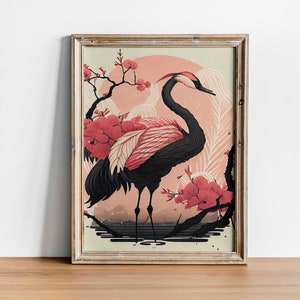 Japanese Flamingo Poster | Animal Poster | Flamingo Art Print ...