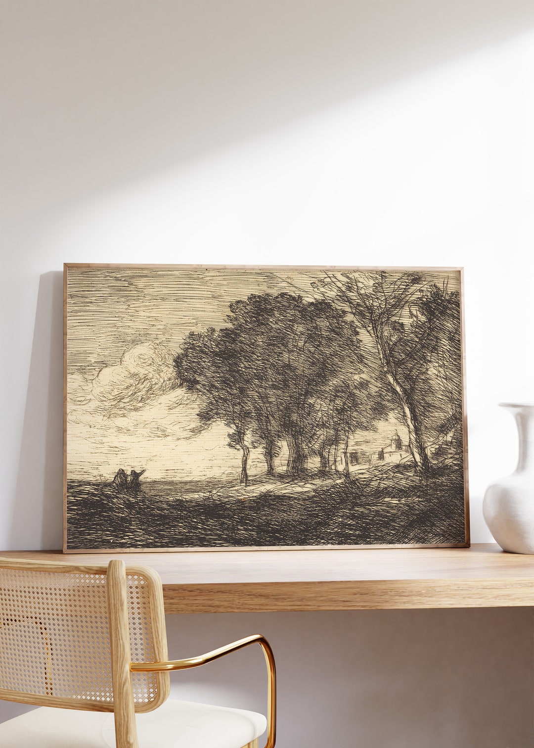 Jean-baptiste-camille Corot - Italian Landscape (1865) | Vintage Sketch ...