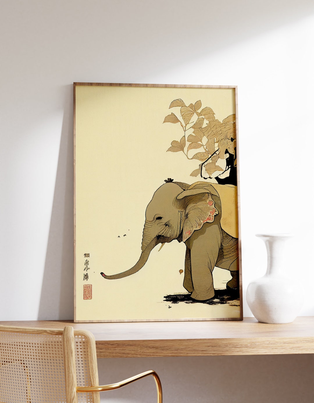 Japanese Elephant Poster | Animal Poster | Elephant Art Print | Animal ...