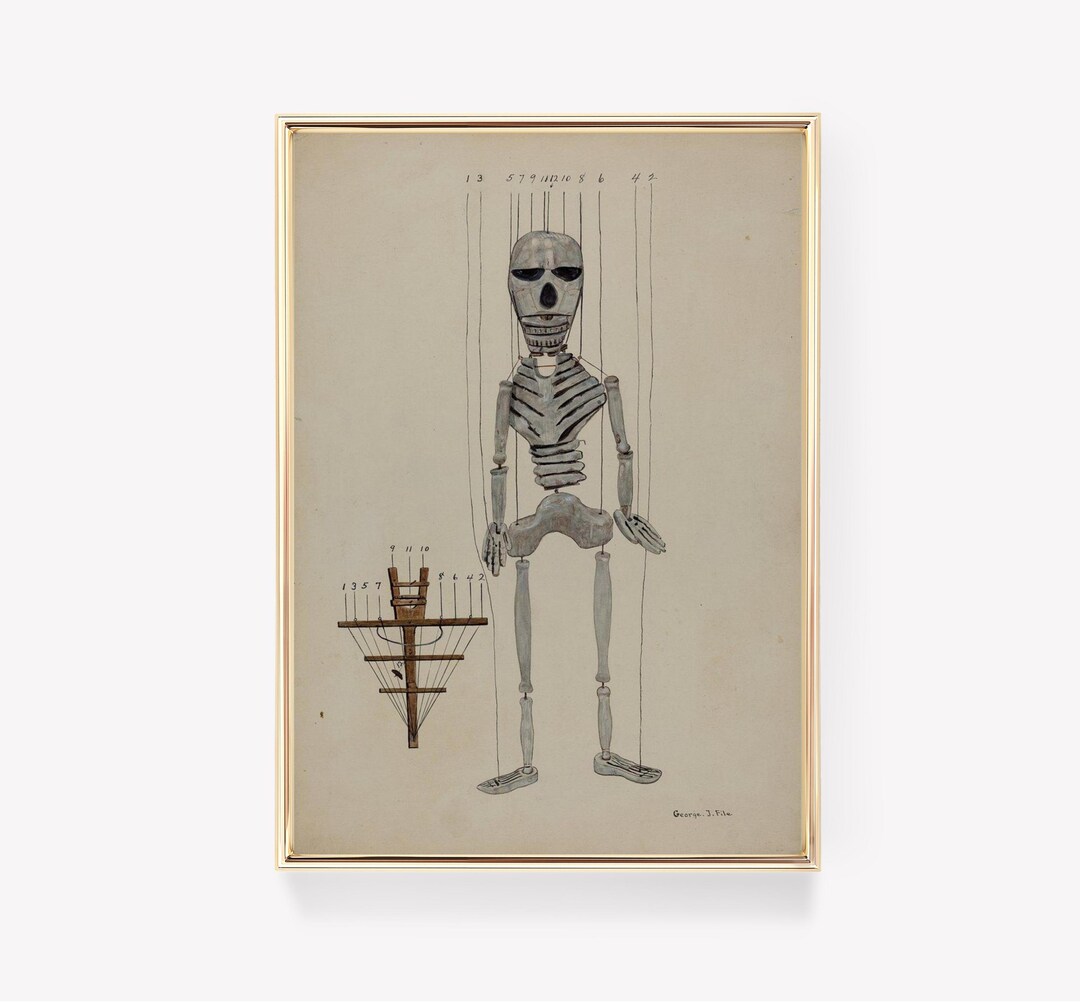 Marionette Skeleton | Blueprint Art | Puppet Design | Vintage Print ...