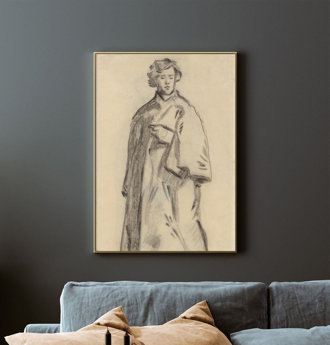 Edouard Manet - Man Wearing a Cloak (1852) | Vintage Man Portrait ...