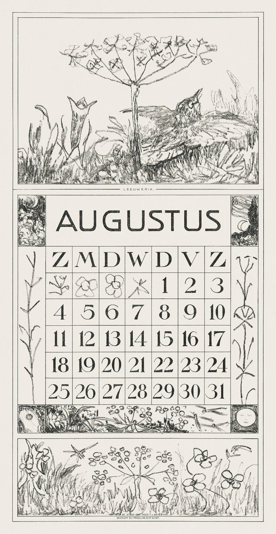 Augustus Calendar | Art Print | Theo Van Hoytema | Vintage Artwork ...
