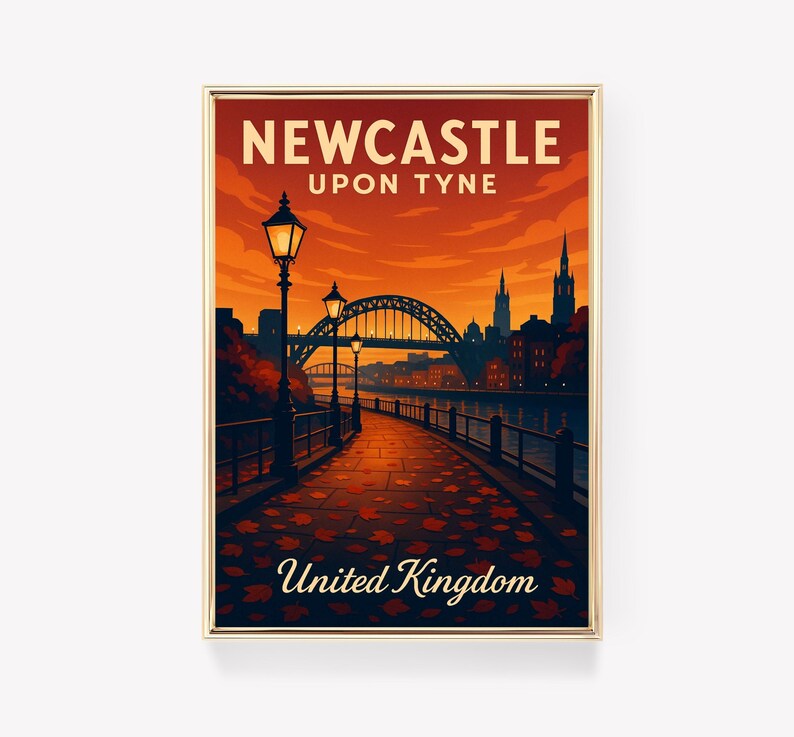 Newcastle Upon Tyne Travel Poster, UK Wall Art, Newcastle Print ...