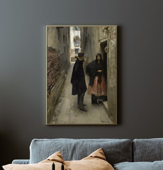 Vintage Couple Oil Painting Couple at the Venice Print | Etsy