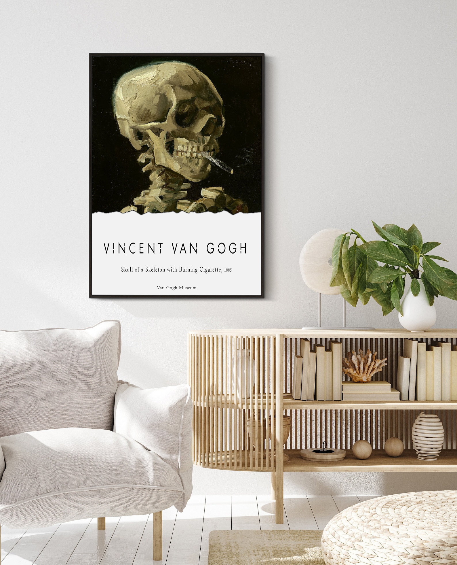 Vincent Van Gogh Skull of a Skeleton with burning Cigarette | Etsy