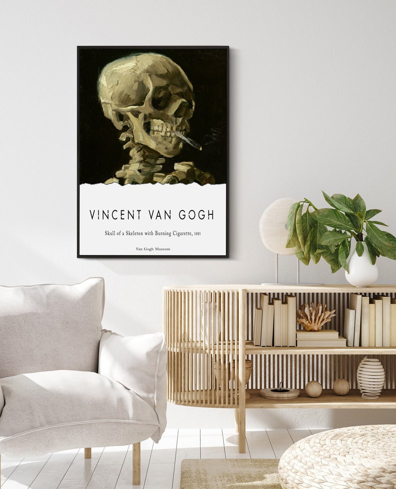 Vincent Van Gogh Skull of a Skeleton with burning Cigarette | Etsy