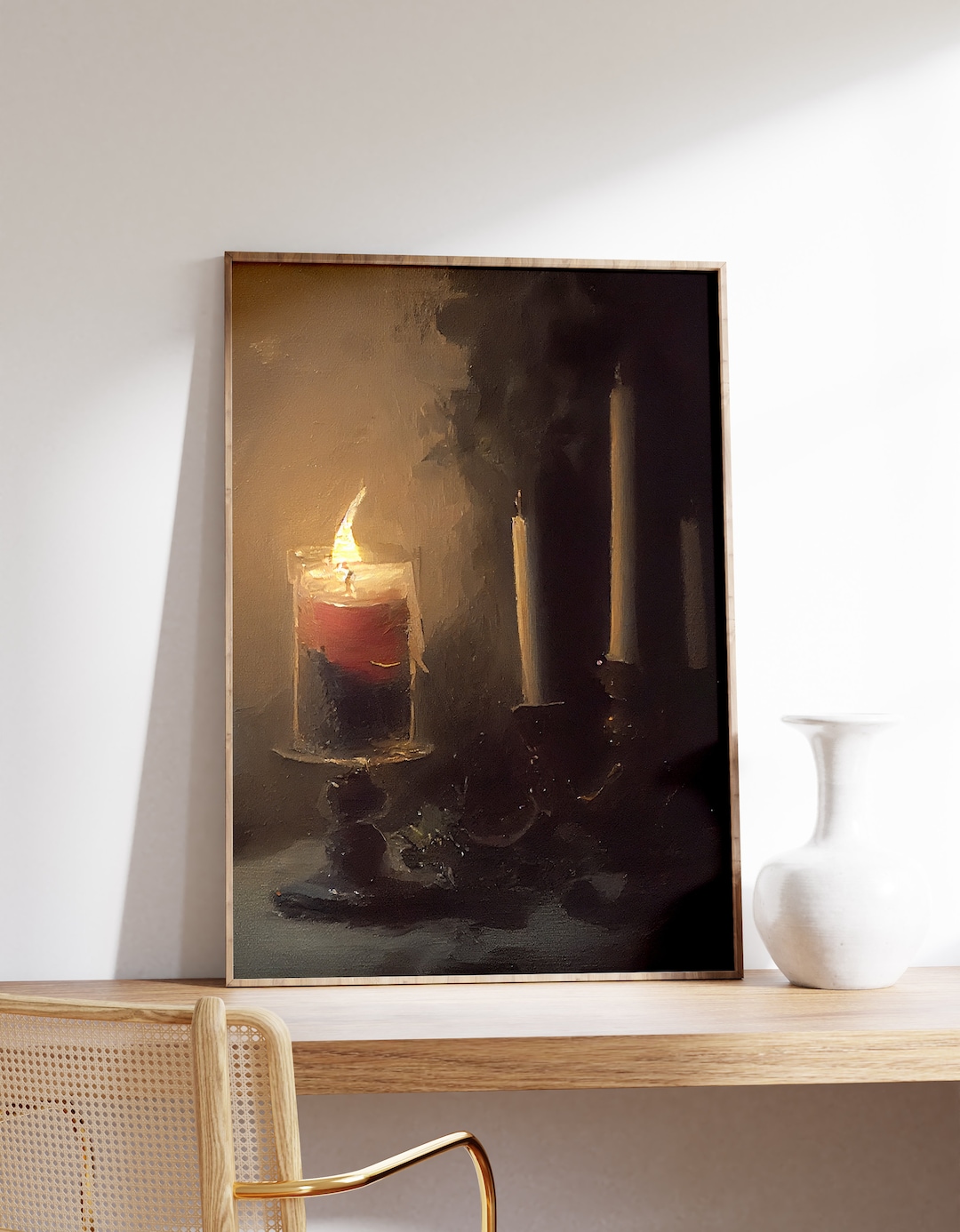 Candle Painting | Candle Poster | Vintage Moody Art Print | Rustic Wall ...