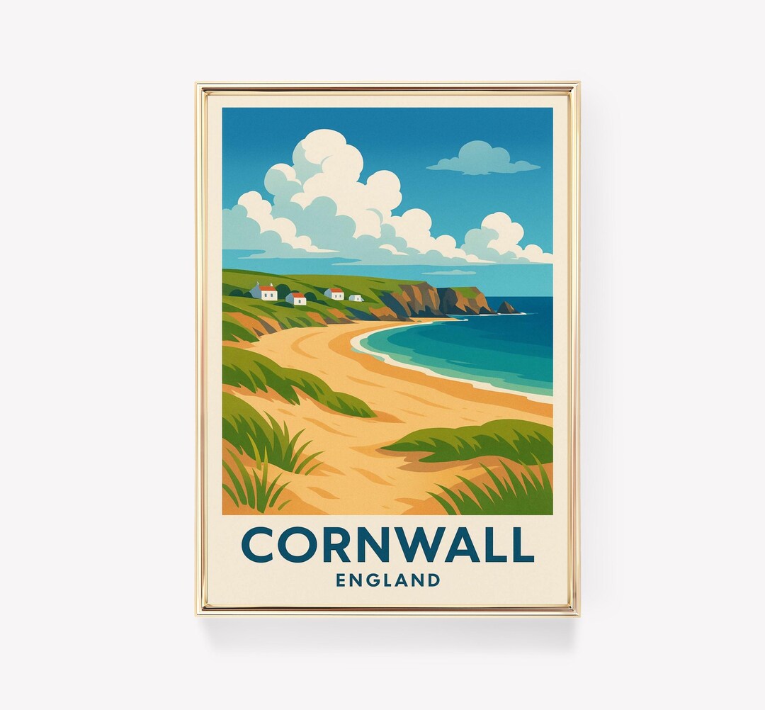 Cornwall Vintage Travel Poster, England Wall Art, Cornwall Print, Retro ...