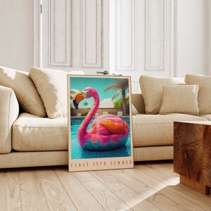 Flamingo Floatie Print | Summer Art | Summer Poster | Sunny Pool Art ...
