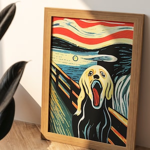 Funny Dog Room Decor | the Scream Dog Poster | Dog Portrait Print ...