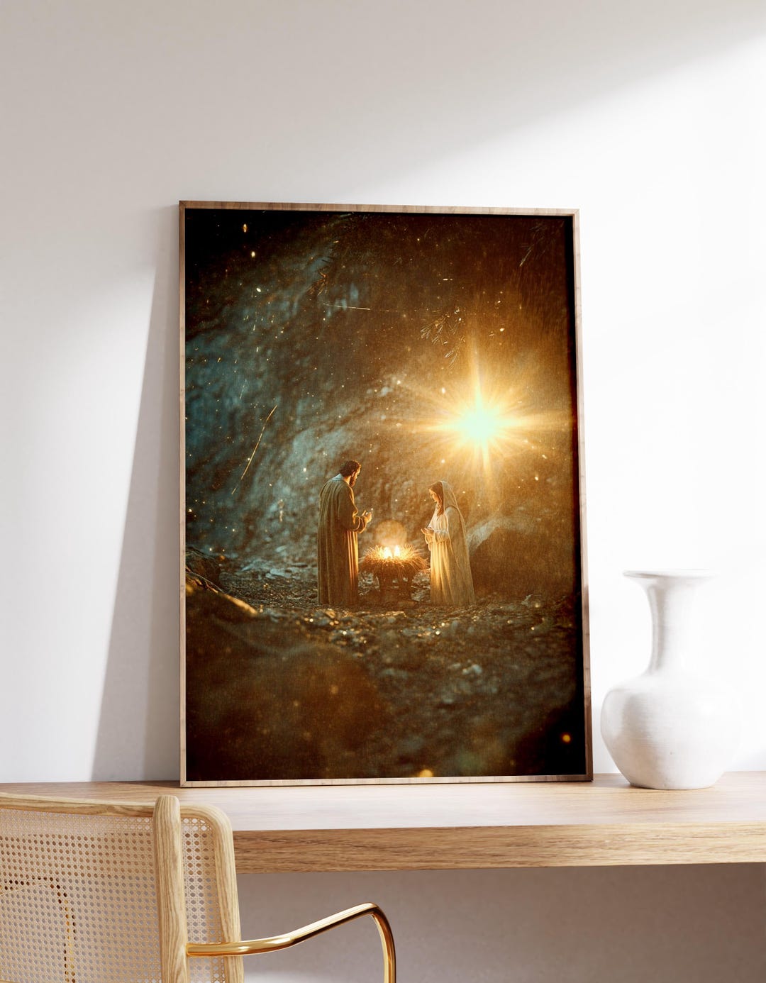 Holy Nativity Scene | Baby Jesus Birth Art | Sacred Family Gathering ...