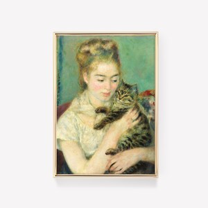Pierre-auguste Renoir - Woman With a Cat (1875) | Vintage Print, Cat ...