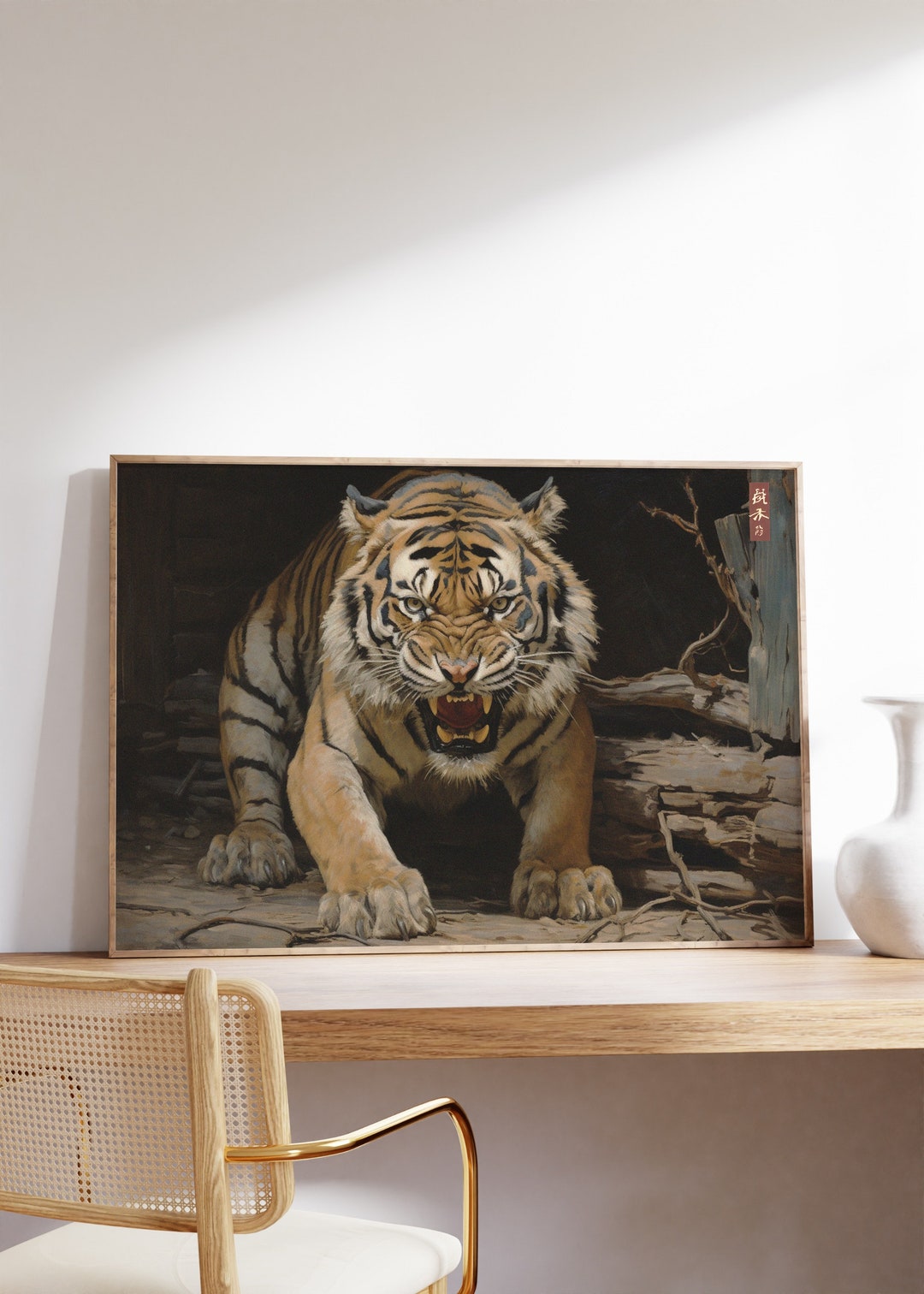 Japanese Tiger Art Poster | Antique Animal Wall Art | Antique Japanese ...