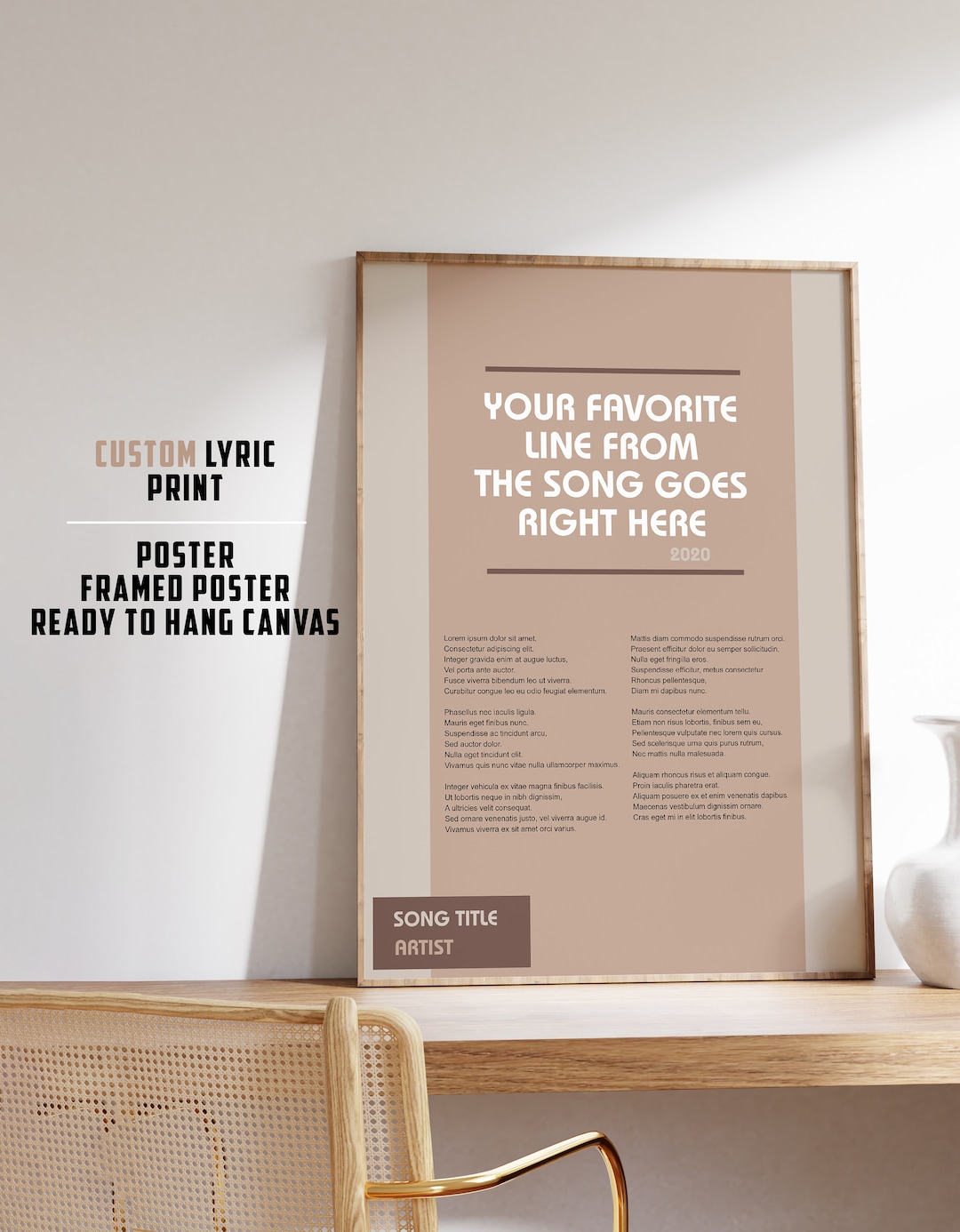 Custom Lyric Poster Lyric Wall Art Custom Song Print Personalized Lyric ...