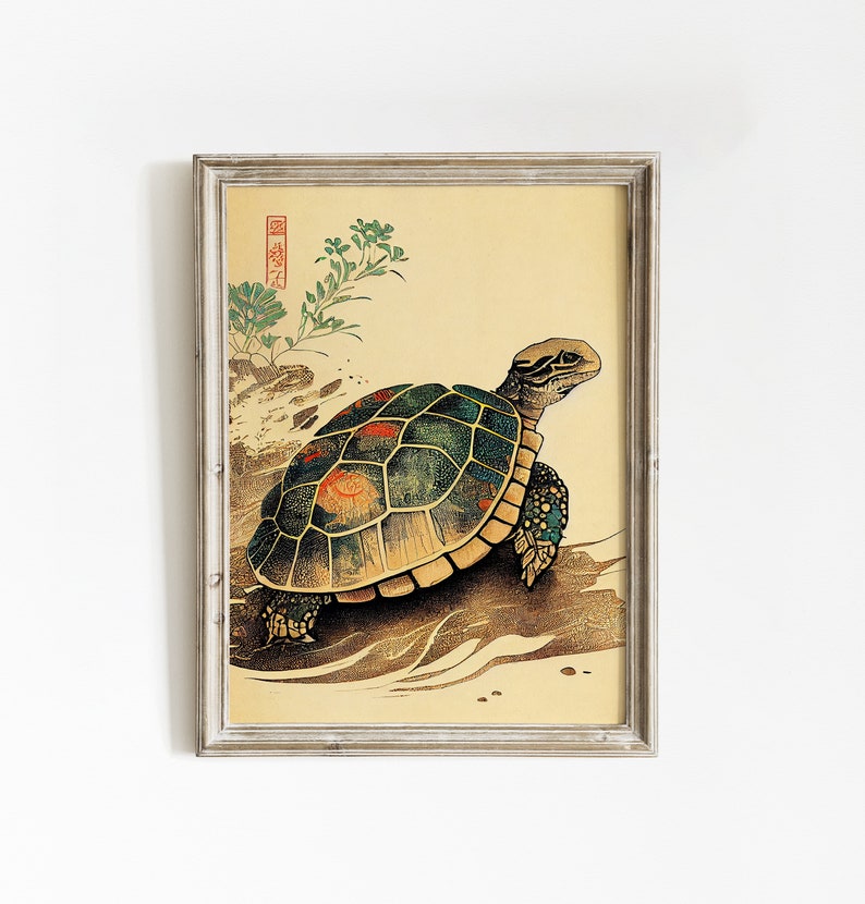Japanese Turtle Poster | Animal Poster | Turtle Art Print | Turtle Wall ...