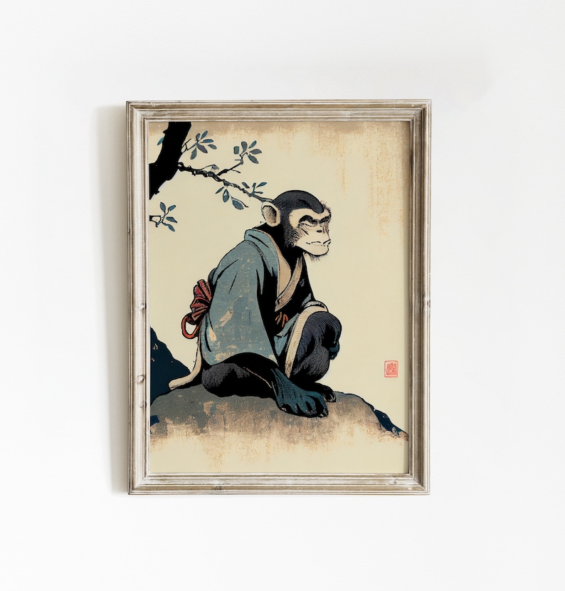 Japanese Monkey Poster Animal Poster Monkey Art Print - Etsy