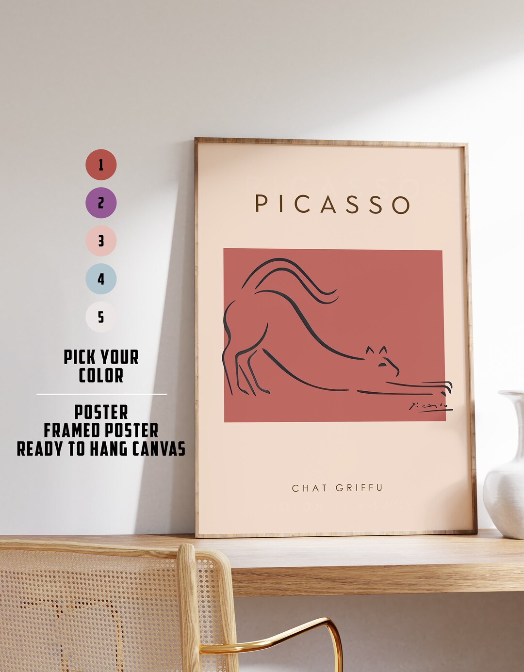 Picasso Cat Exhibition Poster | Cat Line Art Print | Vintage Art ...