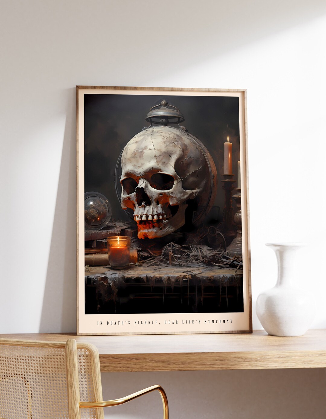 Skull Decor Memento Mori Print Stoic Art Mid Century - Etsy