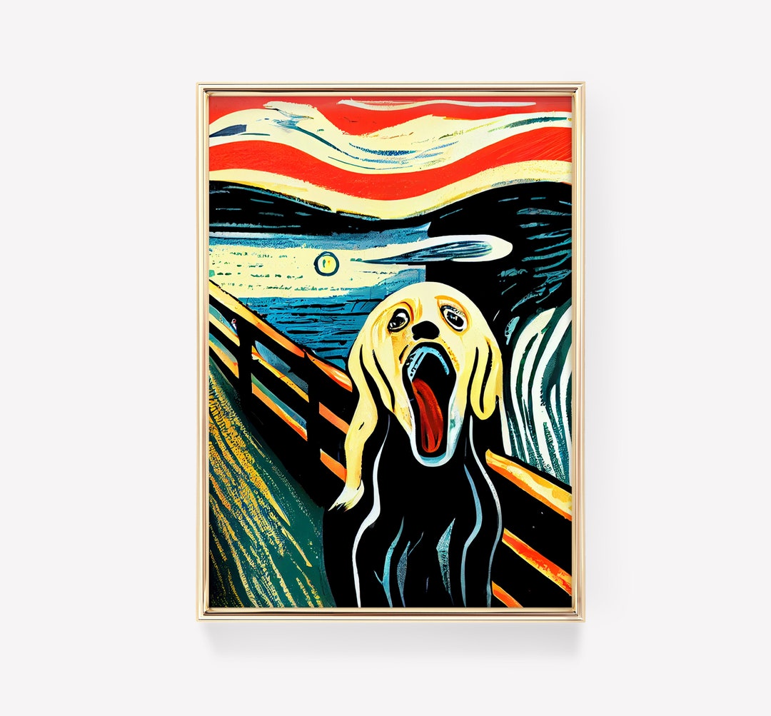Funny Dog Room Decor | the Scream Dog Poster | Dog Portrait Print ...