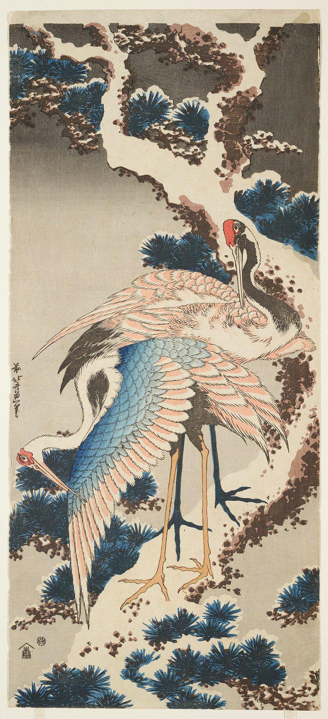 Two Cranes Print | Hokusai Art | Japanese Print | Cranes Wall Art ...