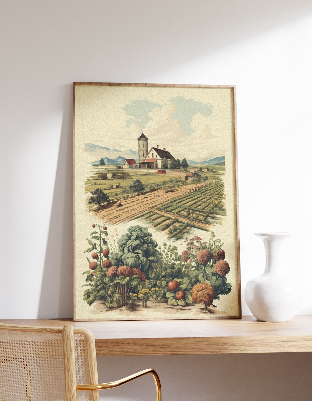 Farmland Wall Decor Modern Farmhouse Decor Farmland Illustration ...