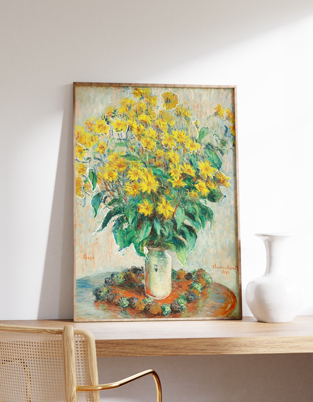 Claude Monet - Jerusalem Artichoke Flowers (1880) | Line Art, Still ...