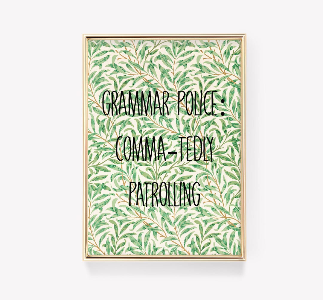 Grammar Poster | Comma Patrol Art | Linguistic Decor | Grammar Wall Art ...