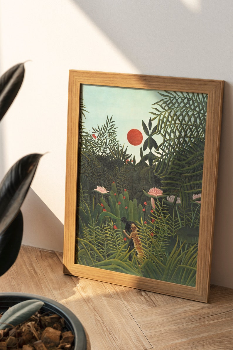 Henri Rousseau Poster | Virgin Forest With Sunset | Henri Rousseau ...