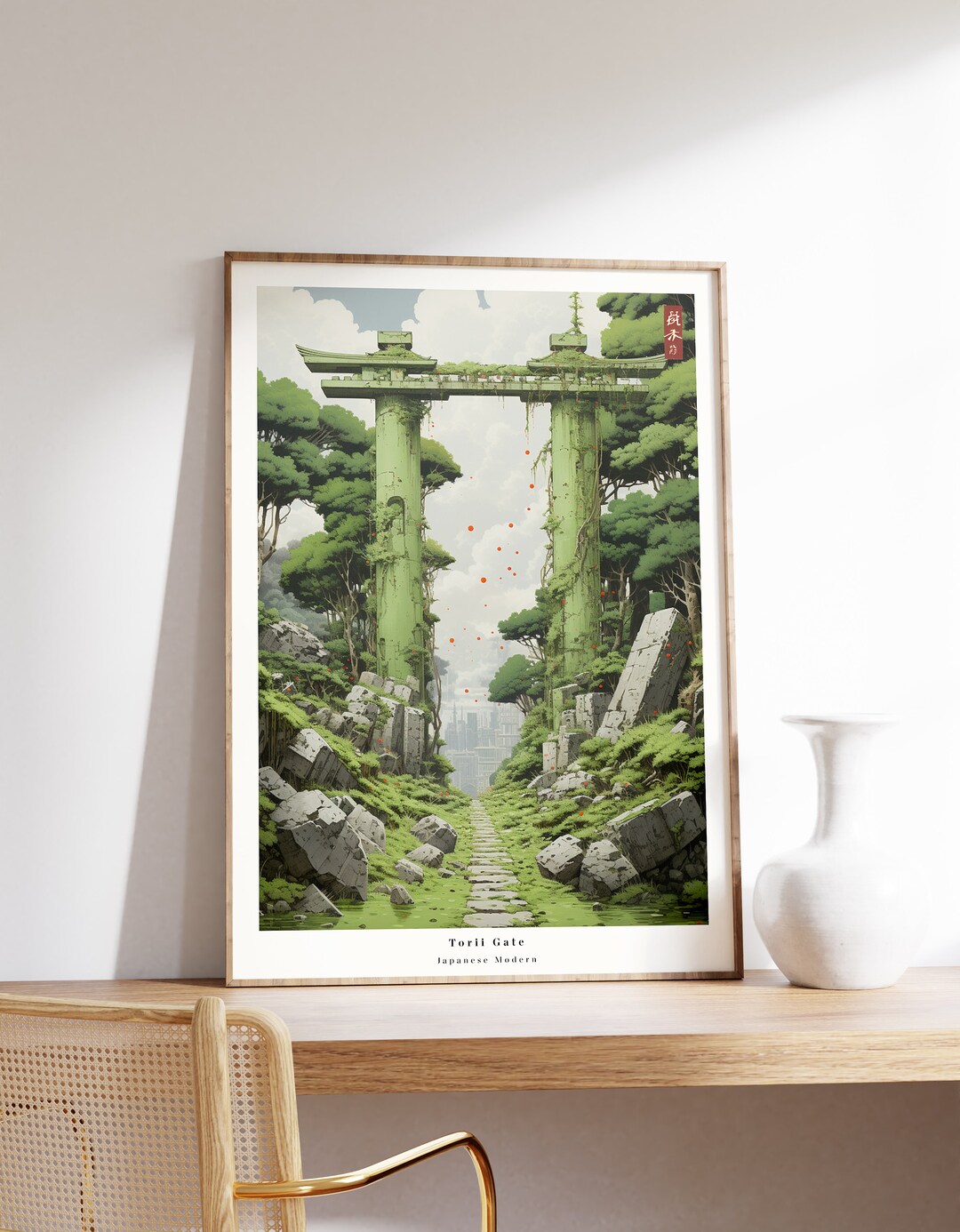 Japanese Art Print | Torii Gate Print | Animal Wall Art | Traditional ...