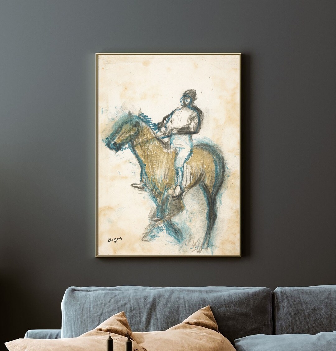 Edgar Degas - Jockey (1898) | Vintage Horse Portrait | Horse Painting ...