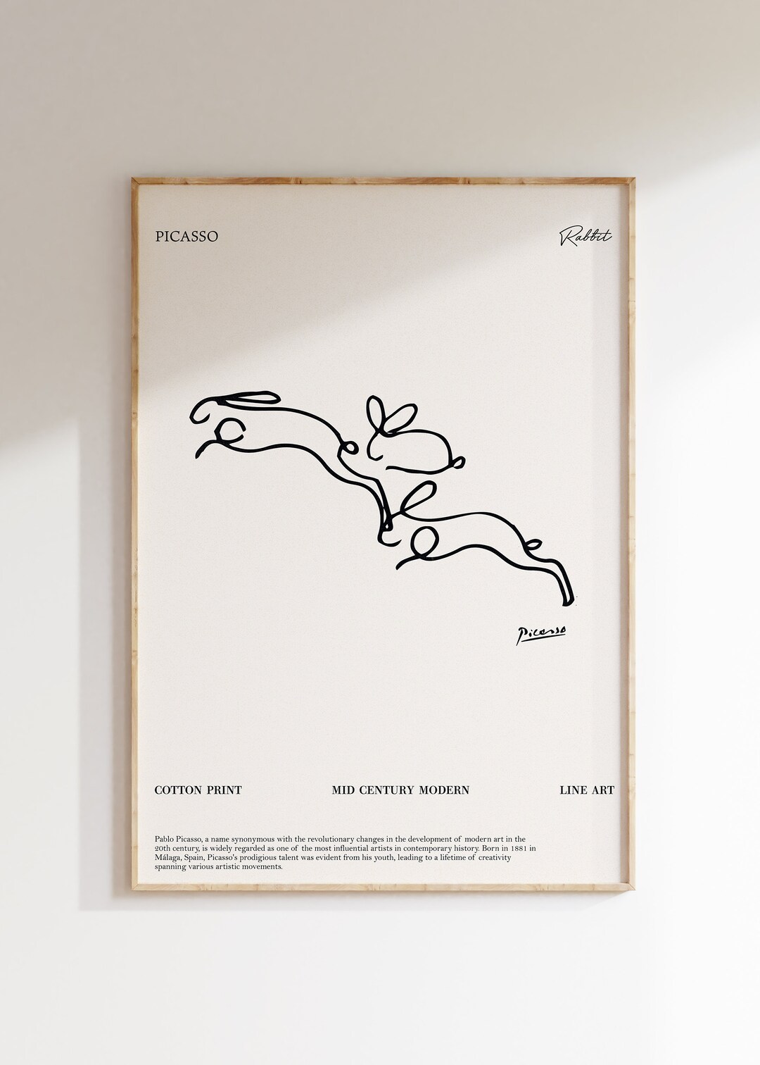 Picasso Print | Line Art Print | Rabbit Drawing Wall Art | Line Art ...
