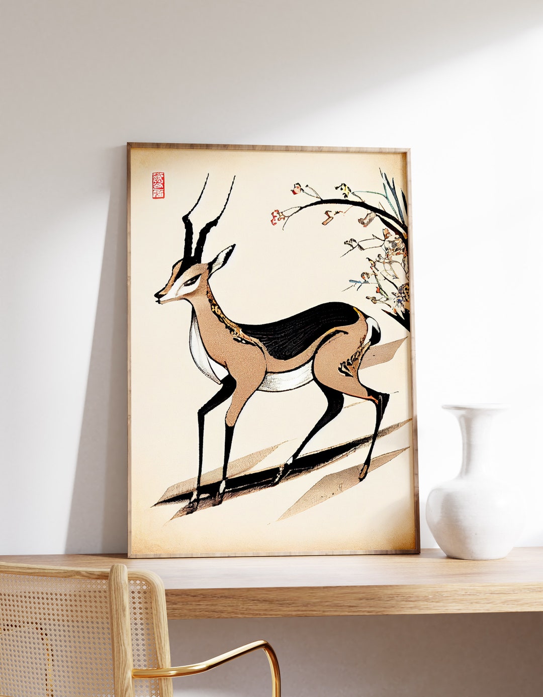 Japanese Gazelle Poster | Animal Poster | Gazelle Art Print | Gazelle ...